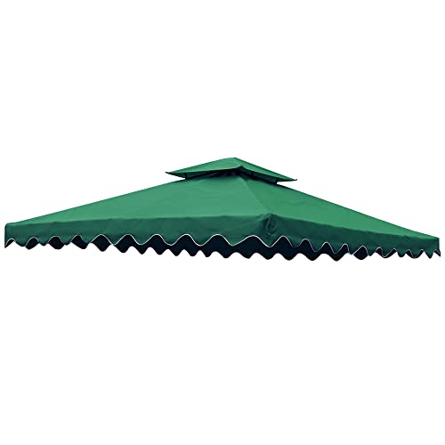 DockMoor 118"x118" Gazebo Canopy Top Replacement 10x10 Canopy Cover 2 Tier (Green-Wave Edge)