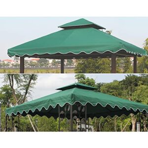 DockMoor 118"x118" Gazebo Canopy Top Replacement 10x10 Canopy Cover 2 Tier (Green-Wave Edge)