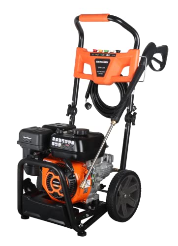 Genkins GPW3200 Gas Powered Foldable Pressure Washer 3200 PSI and 2.5 GPM, Soap Tank and Five Nozzle Set | Compact & Foldable