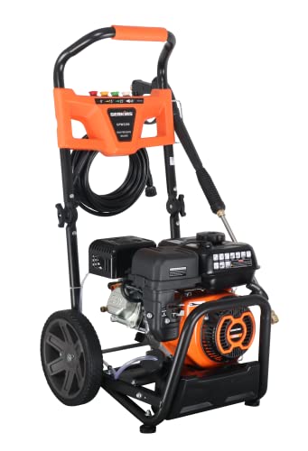 Genkins GPW3200 Gas Powered Foldable Pressure Washer 3200 PSI and 2.5 GPM, Soap Tank and Five Nozzle Set | Compact & Foldable