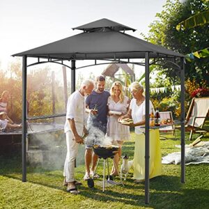 outdoor wind grill gazebo 8×5 bbq gazebo canopy with led light,grey