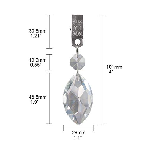 Swpeet 10Pcs Lute Tablecloth Weights with 10Pcs Metal Clip Kit, Crystal Glass Teardrop Prisms Pendant Tablecloth Weights for Picnic Tables Tablecloth Weights Heavy Outdoor