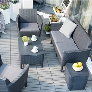 QUUL Rattan Sofa Coffee Table Four-Piece Set Combination Balcony Sofa Hotel Balcony Plastic Outdoor