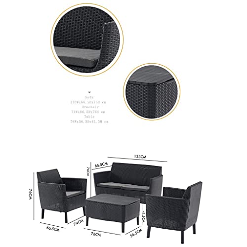 QUUL Rattan Sofa Coffee Table Four-Piece Set Combination Balcony Sofa Hotel Balcony Plastic Outdoor