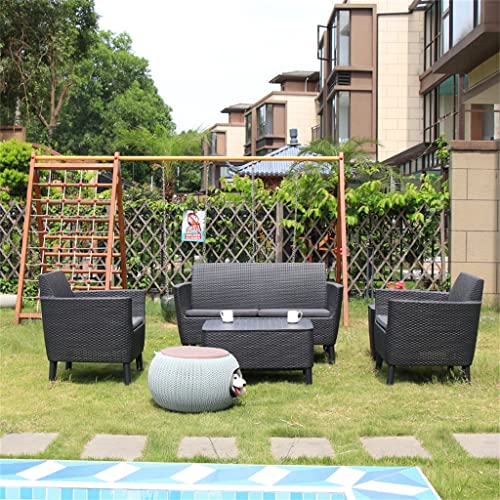 QUUL Rattan Sofa Coffee Table Four-Piece Set Combination Balcony Sofa Hotel Balcony Plastic Outdoor