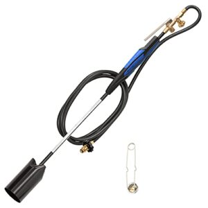 flame king propane torch kit heavy duty weed burner, 500,000 btu with flint striker, with 10-ft hose regulator assembly