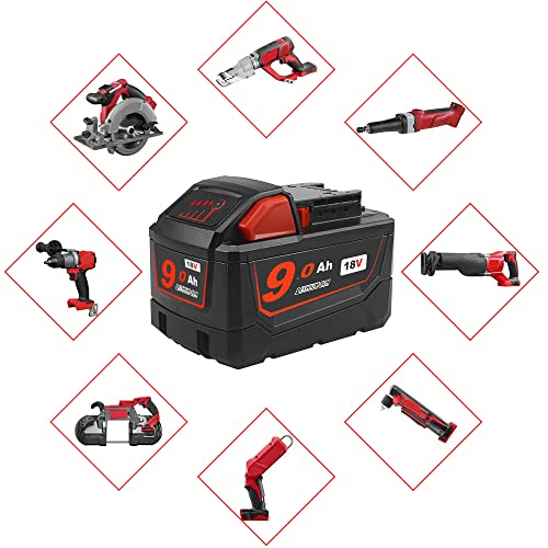 waitley 18V 9.0Ah Replacement Battery Compatible with Milwaukee M18 18v 9000mAh M18B 48-11-1820 48-11-1850 48-11-1828 48-11-10 Lithium-Ion Battery Cordless Power Tools