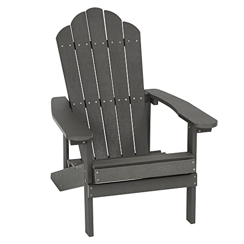 MISSBRELLA Plastic Adirondack Chairs Hips Material Looks Like Real Wood Weather Resistant for Patio Garden, Backyard, Patio and Indoors (Charcoal)