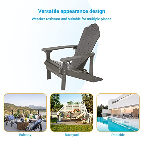 MISSBRELLA Plastic Adirondack Chairs Hips Material Looks Like Real Wood Weather Resistant for Patio Garden, Backyard, Patio and Indoors (Charcoal)