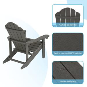 MISSBRELLA Plastic Adirondack Chairs Hips Material Looks Like Real Wood Weather Resistant for Patio Garden, Backyard, Patio and Indoors (Charcoal)