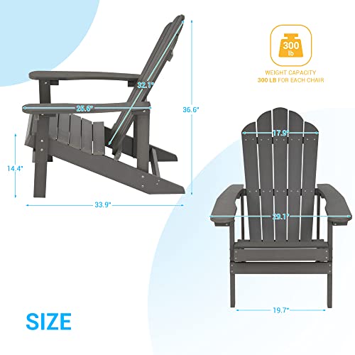 MISSBRELLA Plastic Adirondack Chairs Hips Material Looks Like Real Wood Weather Resistant for Patio Garden, Backyard, Patio and Indoors (Charcoal)