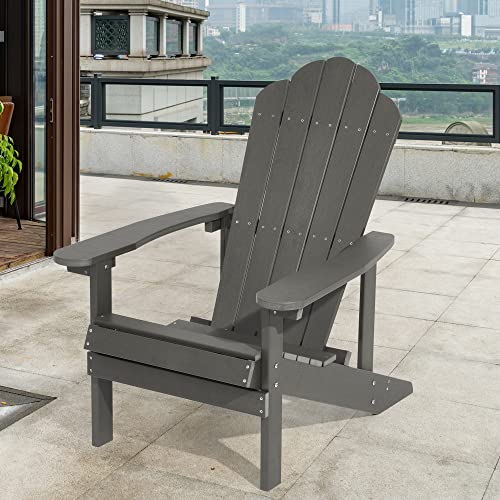 MISSBRELLA Plastic Adirondack Chairs Hips Material Looks Like Real Wood Weather Resistant for Patio Garden, Backyard, Patio and Indoors (Charcoal)