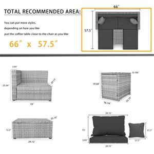 QUUL Outdoor Patio Wicker Sofa Set 5 Pieces Sofa Type Appearance General Purpose