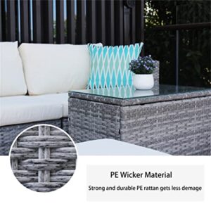 QUUL Outdoor Patio Wicker Sofa Set 5 Pieces Sofa Type Appearance General Purpose