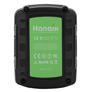 Hanaix 12V 2.5Ah Battery Compatible with RYOBI CB120L CB121L BPL-1220 130503001 130503005 (NOT for CB120N) for RYOBI 12V Lithium Battery