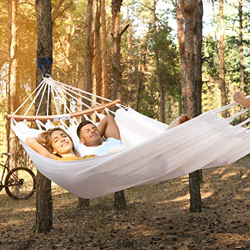 Hammock with Straps Kit, Sportneer Folding Spreader-Bar Double Hammock with Portable Storage Bag, 2-Person Bamboo Curved Bar Hammocks for Indoor Outdoor Garden Patio Backyard Porch Camping Backpacking