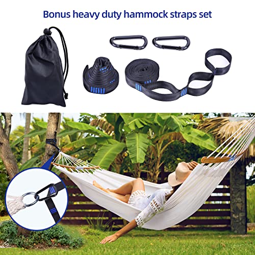 Hammock with Straps Kit, Sportneer Folding Spreader-Bar Double Hammock with Portable Storage Bag, 2-Person Bamboo Curved Bar Hammocks for Indoor Outdoor Garden Patio Backyard Porch Camping Backpacking