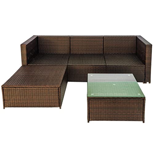 QUUL Rattan Patio Furniture Set Wicker Sofa Cushioned Combination Furniture Set Garden Patio Sofa Set