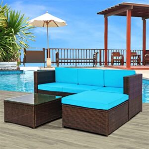 QUUL Rattan Patio Furniture Set Wicker Sofa Cushioned Combination Furniture Set Garden Patio Sofa Set