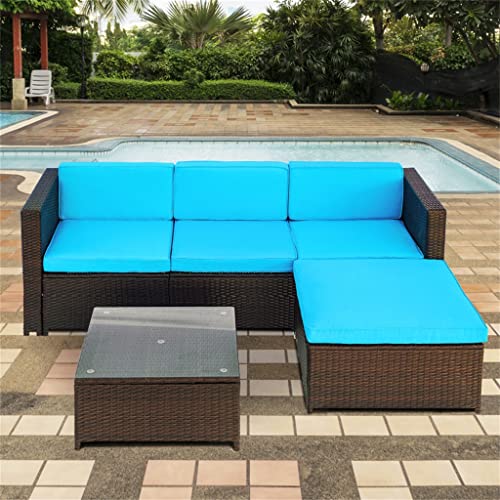 QUUL Rattan Patio Furniture Set Wicker Sofa Cushioned Combination Furniture Set Garden Patio Sofa Set