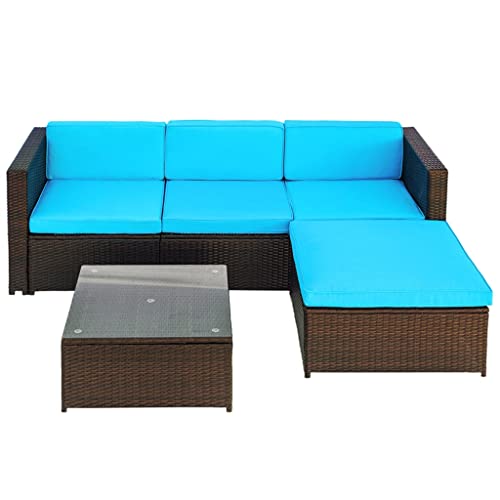 QUUL Rattan Patio Furniture Set Wicker Sofa Cushioned Combination Furniture Set Garden Patio Sofa Set