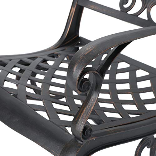 Christopher Knight Home Myrtle Beach Outdoor Aluminum Dining Chairs, 2-Pcs Set, Shiny Copper