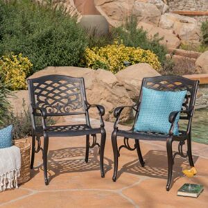 Christopher Knight Home Myrtle Beach Outdoor Aluminum Dining Chairs, 2-Pcs Set, Shiny Copper