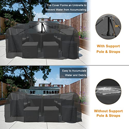 TBTeek - Includes Straps - Outdoor Patio Furniture Set Covers Support Pole, Adjustable Pole System for 12'' / 20'' / 28'' inch, Prevent Water & Snow Pooling and Collecting Debris