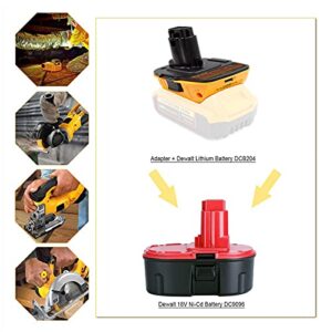 JJXNDO 18V to 20V Adapter DCA1820 for Dewalt 20V/18V Lithium ion Battery with USB Port, Convert 20V Battery DCB204 DCB206 to 18V NiCad NiMh Battery Tool(2 Pack)