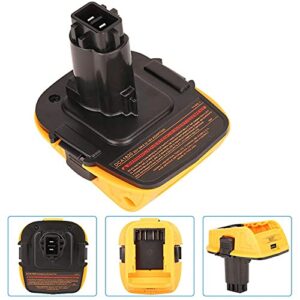 JJXNDO 18V to 20V Adapter DCA1820 for Dewalt 20V/18V Lithium ion Battery with USB Port, Convert 20V Battery DCB204 DCB206 to 18V NiCad NiMh Battery Tool(2 Pack)