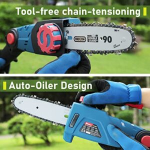 Enhulk Cordless Pole Saws for Tree Trimming, 13-Foot MAX Reach, 8-Inch Power Pole Saw 19.7 ft/s Cutting Speed With 20V 4.0Ah Li-ion Battery, Quick Charger, Oregon Bar for Pruning, Delimbing, Bucking