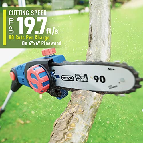 Enhulk Cordless Pole Saws for Tree Trimming, 13-Foot MAX Reach, 8-Inch Power Pole Saw 19.7 ft/s Cutting Speed With 20V 4.0Ah Li-ion Battery, Quick Charger, Oregon Bar for Pruning, Delimbing, Bucking