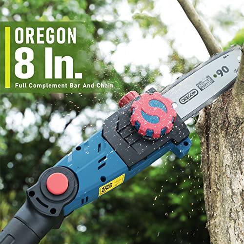 Enhulk Cordless Pole Saws for Tree Trimming, 13-Foot MAX Reach, 8-Inch Power Pole Saw 19.7 ft/s Cutting Speed With 20V 4.0Ah Li-ion Battery, Quick Charger, Oregon Bar for Pruning, Delimbing, Bucking