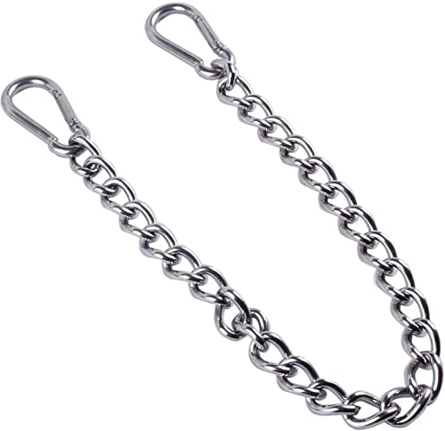 Heavy Duty Hanging Chain with Carabiner, Stainless Steel Hanging for Hammock,Hanging Chair, Punching Bag, Clip Hook Attachment & Chain 400LB Capacity Indoor Outdoor