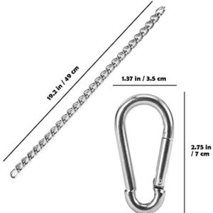 Heavy Duty Hanging Chain with Carabiner, Stainless Steel Hanging for Hammock,Hanging Chair, Punching Bag, Clip Hook Attachment & Chain 400LB Capacity Indoor Outdoor