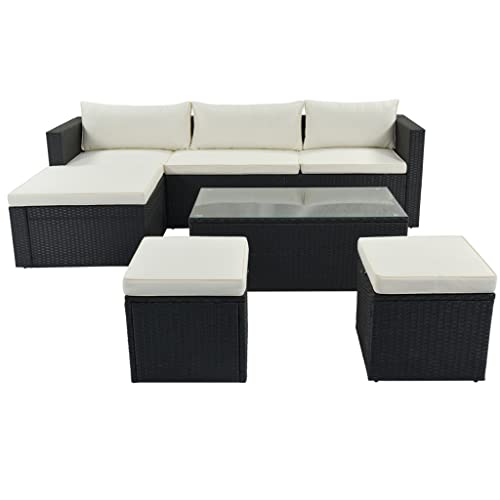 QUUL Large Outdoor Wicker Sofa Set, PE Rattan, Movable Cushion, Sectional Lounger Sofa, for Backyard, Porch, Pool