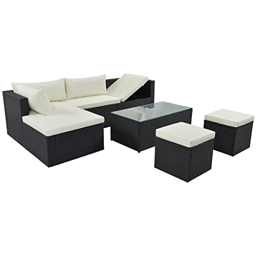 QUUL Large Outdoor Wicker Sofa Set, PE Rattan, Movable Cushion, Sectional Lounger Sofa, for Backyard, Porch, Pool