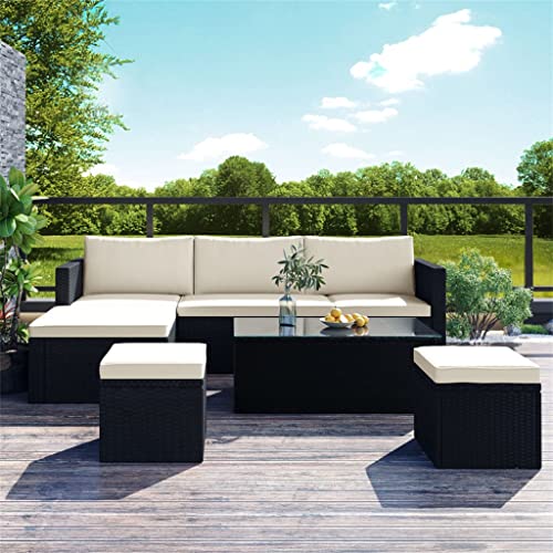 QUUL Large Outdoor Wicker Sofa Set, PE Rattan, Movable Cushion, Sectional Lounger Sofa, for Backyard, Porch, Pool