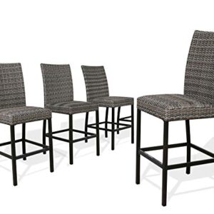 Ulax Furniture Outdoor Bar Stools Patio Wicker Padded Chairs, Set of 4