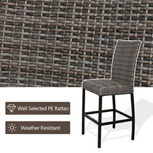 Ulax Furniture Outdoor Bar Stools Patio Wicker Padded Chairs, Set of 4