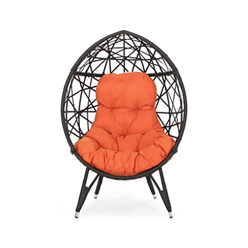 QUUL Contemporary Design Outdoor Wicker Teardrop Chair Accent Chair with Cushion and Base 38.5 in