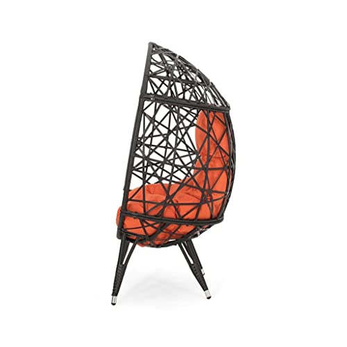 QUUL Contemporary Design Outdoor Wicker Teardrop Chair Accent Chair with Cushion and Base 38.5 in