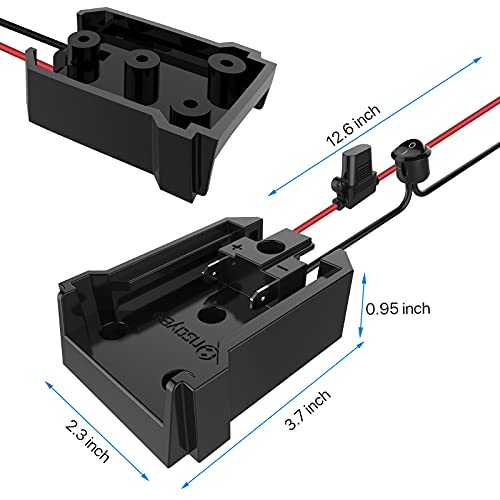 Power Wheel Adapter with Fuse & Switch, Secure Battery Adapter for Milwaukee 18V Lithium Battery, with 12 Gauge Wire, Good Power Convertor for DIY Ride On Truck, Robotics, RC Toys and Work Lights