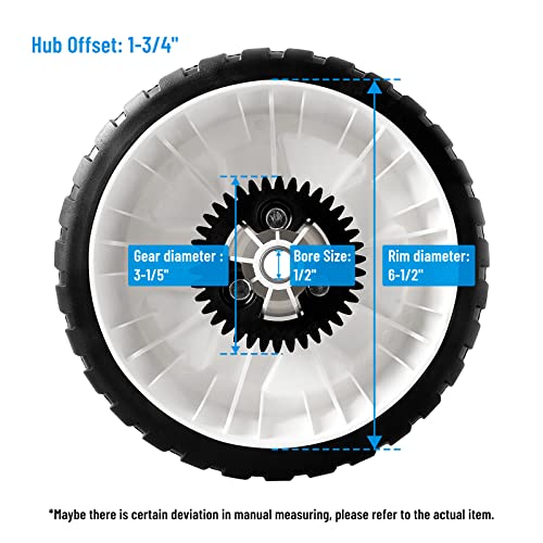 Replacement 115-4695 Wheels Compatible with Toro Lawn Mower - 8" Back Drive Wheel Plastic Gear Assebmly Compatible with Toro 20332 20333 20334 22" Recycler Lawn Mower, 2 Pack