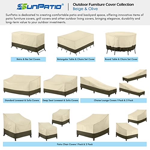 SunPatio Chaise Lounge Cover Outdoor Waterproof, 2 Pack Patio Lounge Chair Cover 600 D Heavy Duty, UV & Rip & Fade Resistant, All Weather Protection, 80W x 32D x 10/25H inch, Beige & Olive