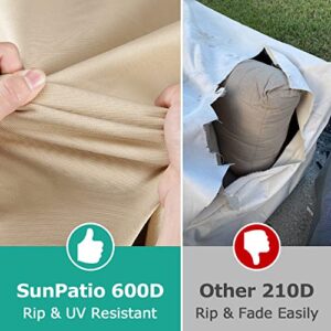 SunPatio Chaise Lounge Cover Outdoor Waterproof, 2 Pack Patio Lounge Chair Cover 600 D Heavy Duty, UV & Rip & Fade Resistant, All Weather Protection, 80W x 32D x 10/25H inch, Beige & Olive