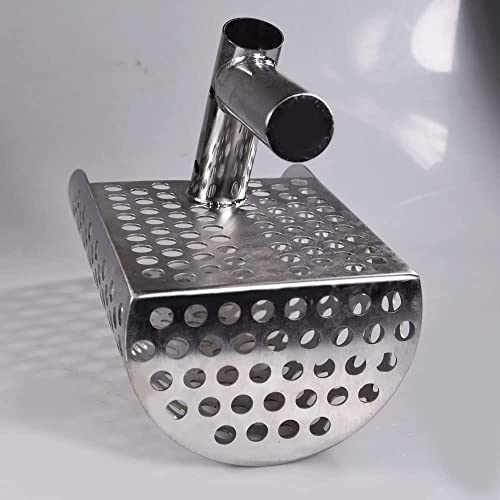 Sand Scoop for Metal Detecting, Stainless Steel with Hexahedron 10mm Holes for Beach Treasure Hunting + Gloves