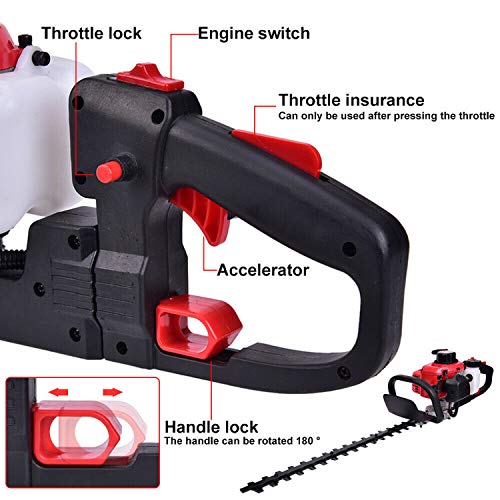 EASYG 23.6cc Hedge Trimmer,24 in 2-Stroke Powerful Gas Hedge Trimmer,Comes with Safety Accessories