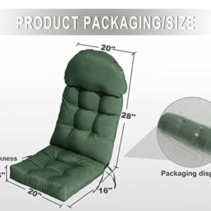 COSNUOSA Rocking Chair Cushion High Back Adirondack Chair Cushion Waterproof Patio Cushions for Outdoor Furniture Dark Green