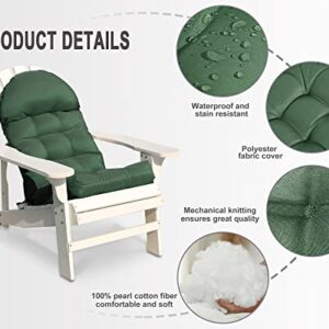 COSNUOSA Rocking Chair Cushion High Back Adirondack Chair Cushion Waterproof Patio Cushions for Outdoor Furniture Dark Green